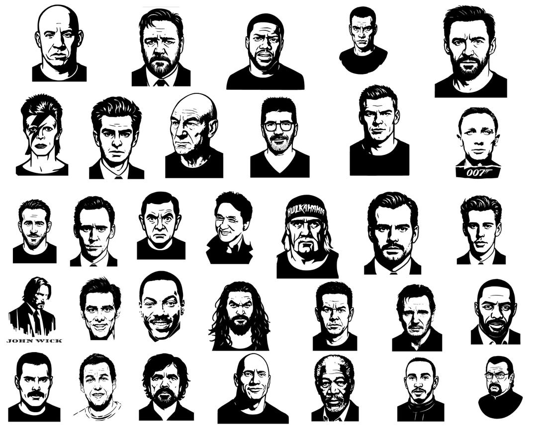 Actors SVG Bundle | 32 Files – Movie Stars & Film Characters | PNG ...