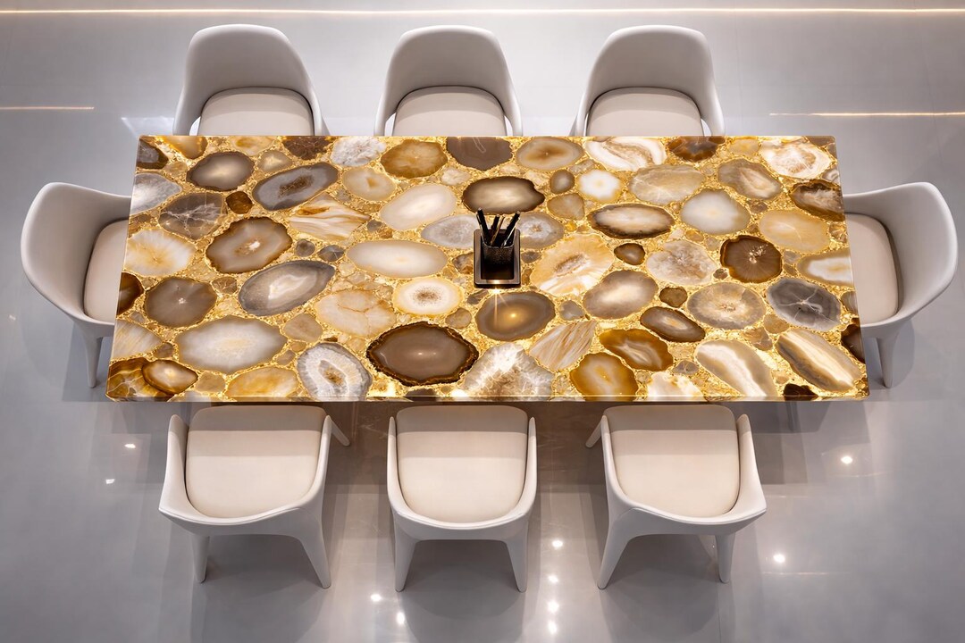 Neutral Earthy Agate Dining Table, Agate Vanity Top, Agate Buffet ...