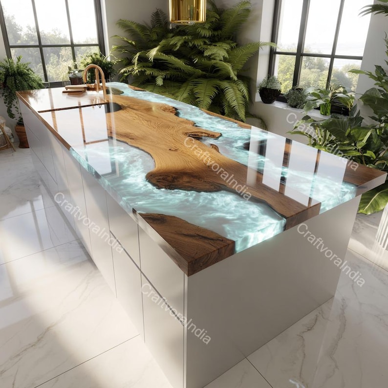 Walnut Epoxy Resin Kitchen Countertop – Ocean River Design Handmade ...