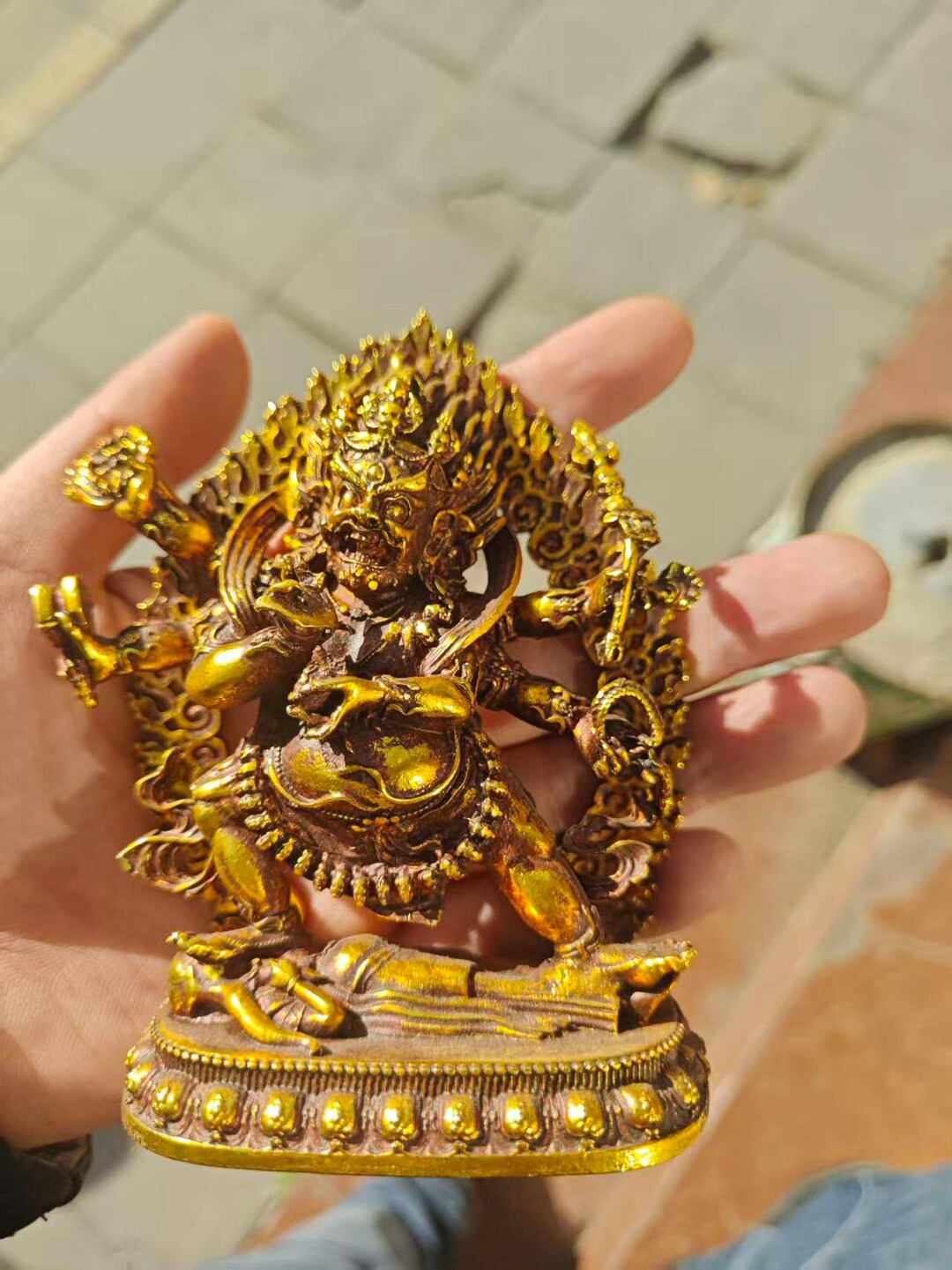 Gilded Mahagala Buddha Statue, Six Armed Ornament, Chinese Decor - Etsy ...