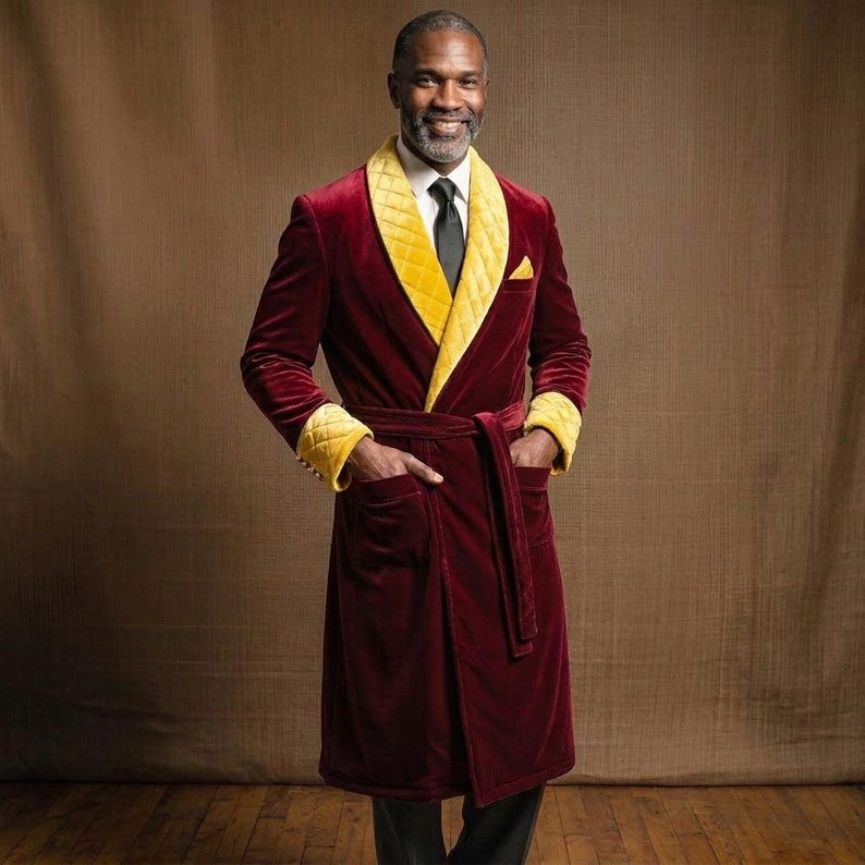 Mens Burgundy Velvet Smoking Jacket, Velvet Overcoat, Men's Luxury ...