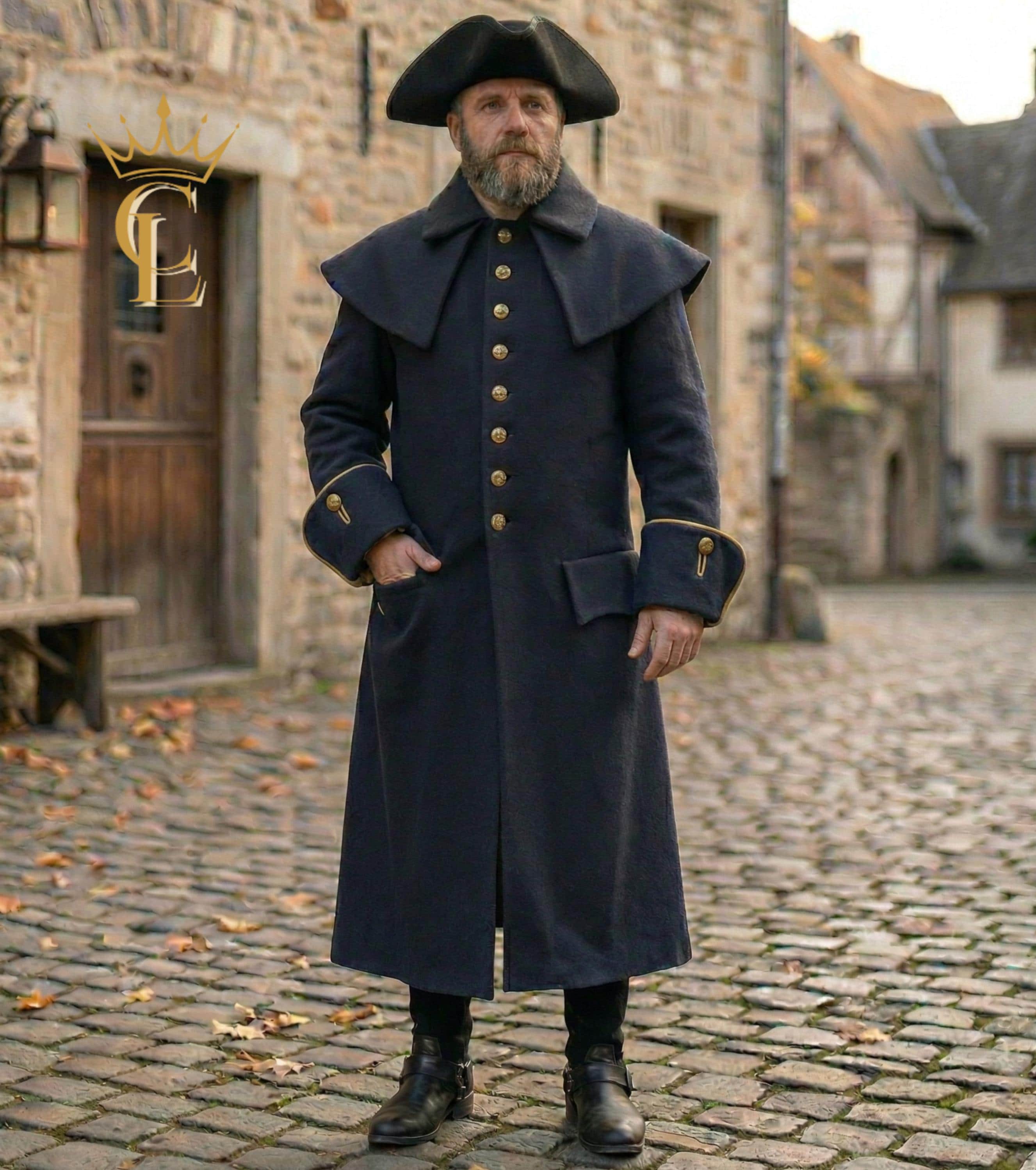 Custom Made Men’s 18th Century Colonial Wool Coat Vintage Tricorn ...