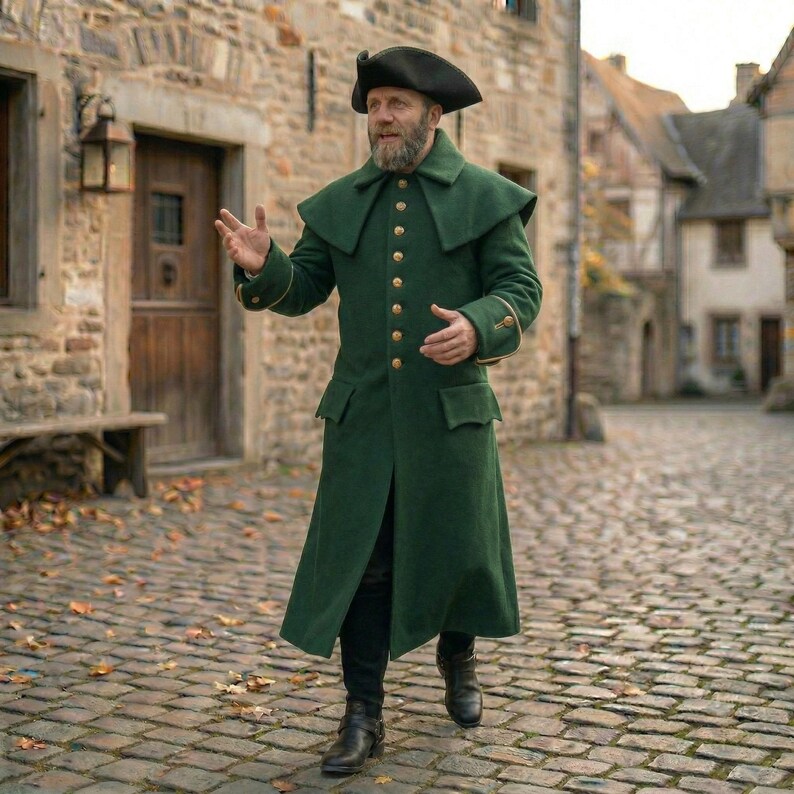 Custom Made Men’s 18th Century Colonial Wool Coat Vintage Tricorn ...