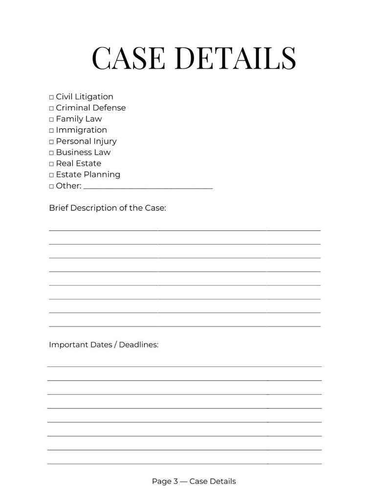 Lawyer Client Intake Form Template | Minimal Legal Intake Form ...