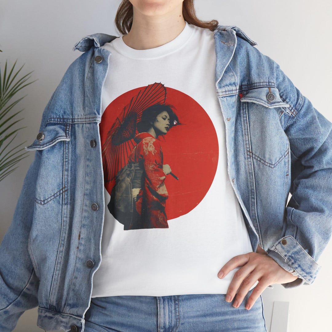 Geisha With Red Umbrella T-shirt | Japanese Inspired Art Tee - Etsy
