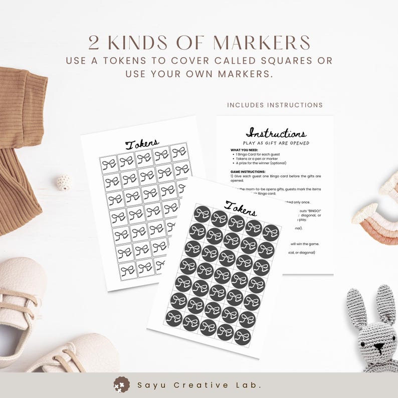 50 Unique Baby Shower Bingo Cards Printable: Minimalist Coquette Black ...