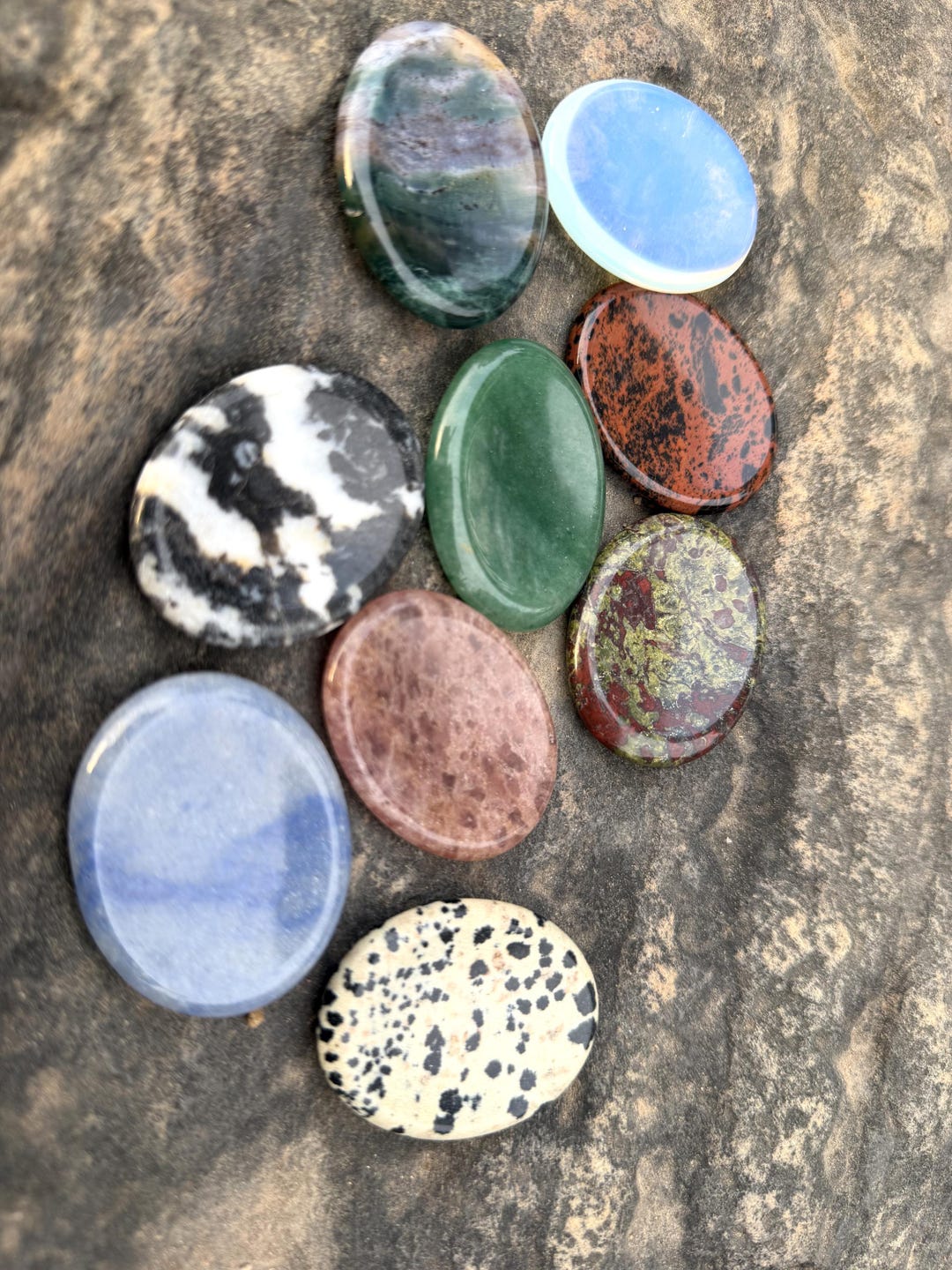 Natural Crystal Worry Stone for Anxiety Relief, Handmade Calming ...