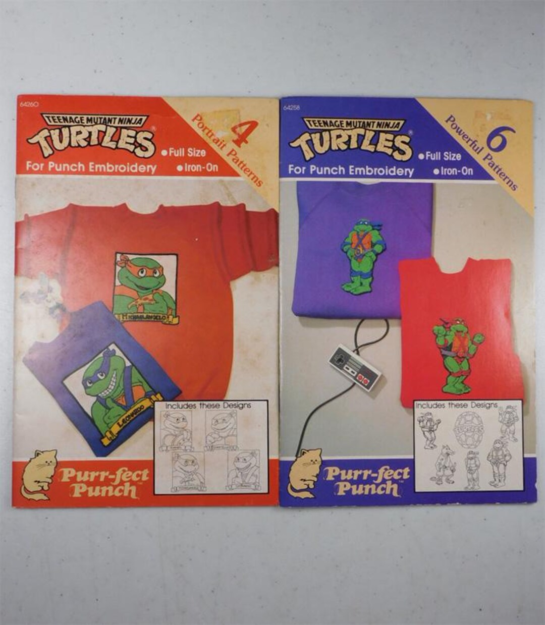 TMNT Purr-fect Punch Embroidery Iron on Portrait Pattern Books Lot of 2 ...