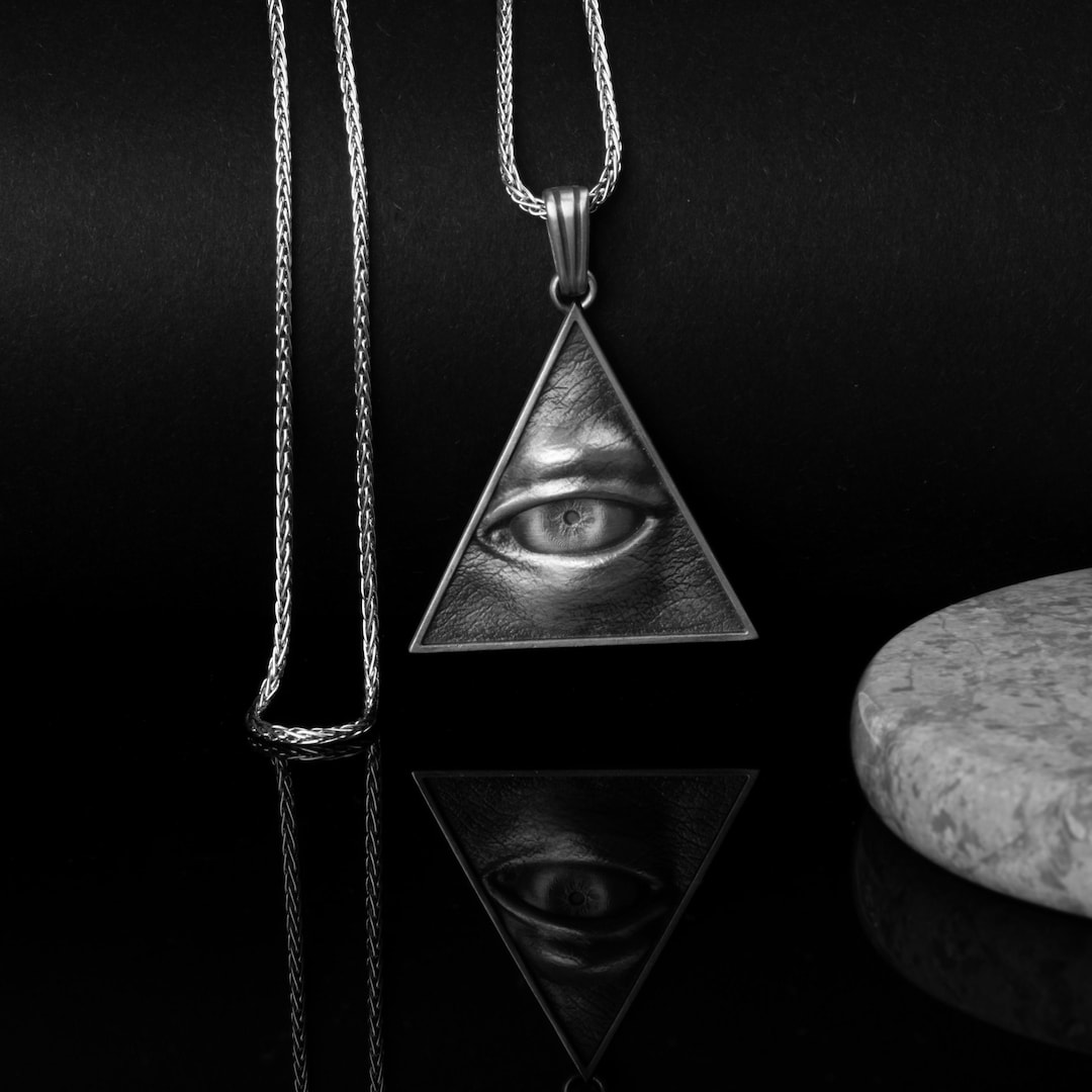 Silver Illuminati Necklace, Eye of Providence Charm, Masonic Symbol ...