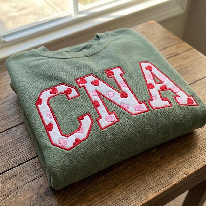 CNA Valentine Embroidery Design | Heart Letter CNA Nurse Love | Medical ...