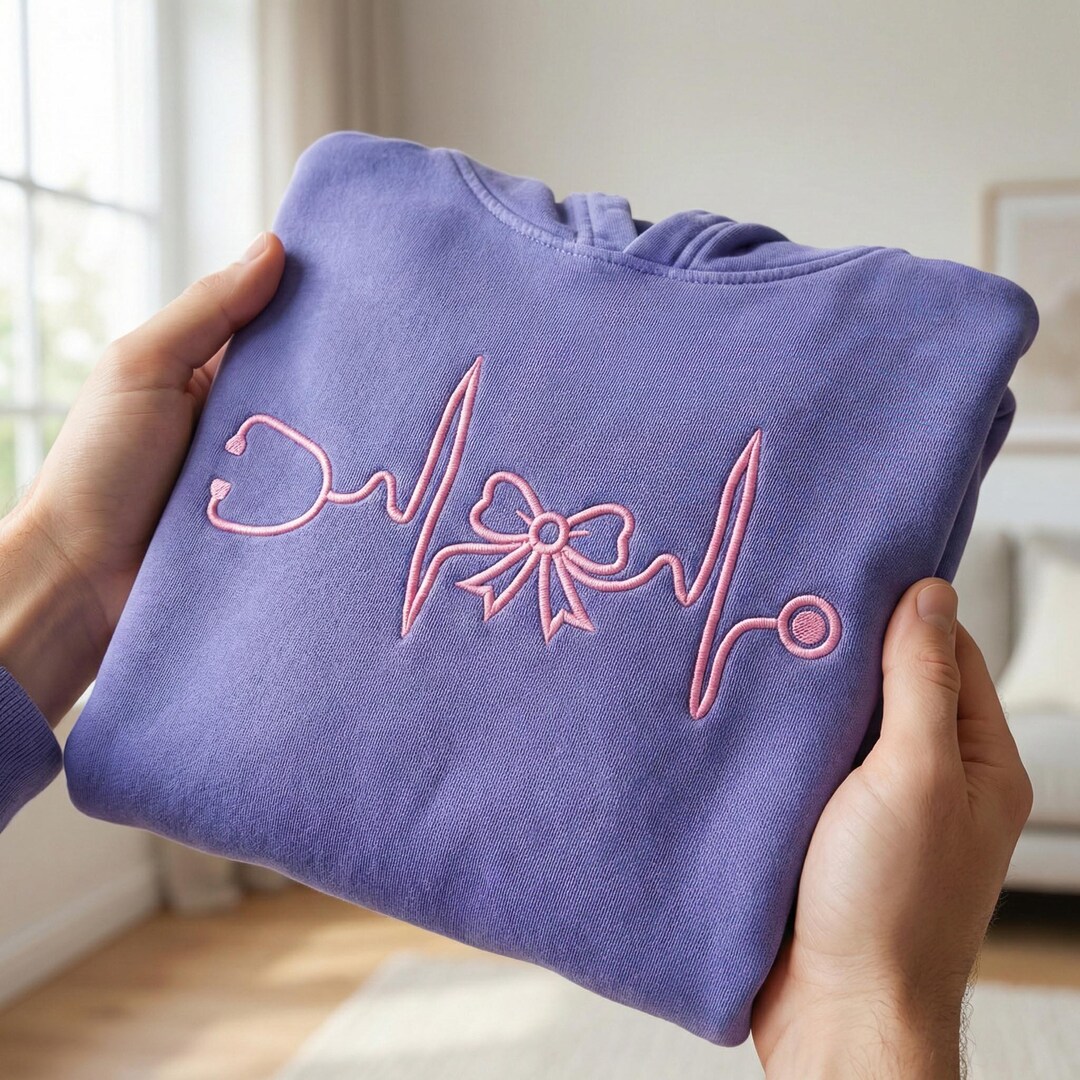 Nurse Heartbeat Embroidery Design | Stethoscope Bow Machine Embroidery ...