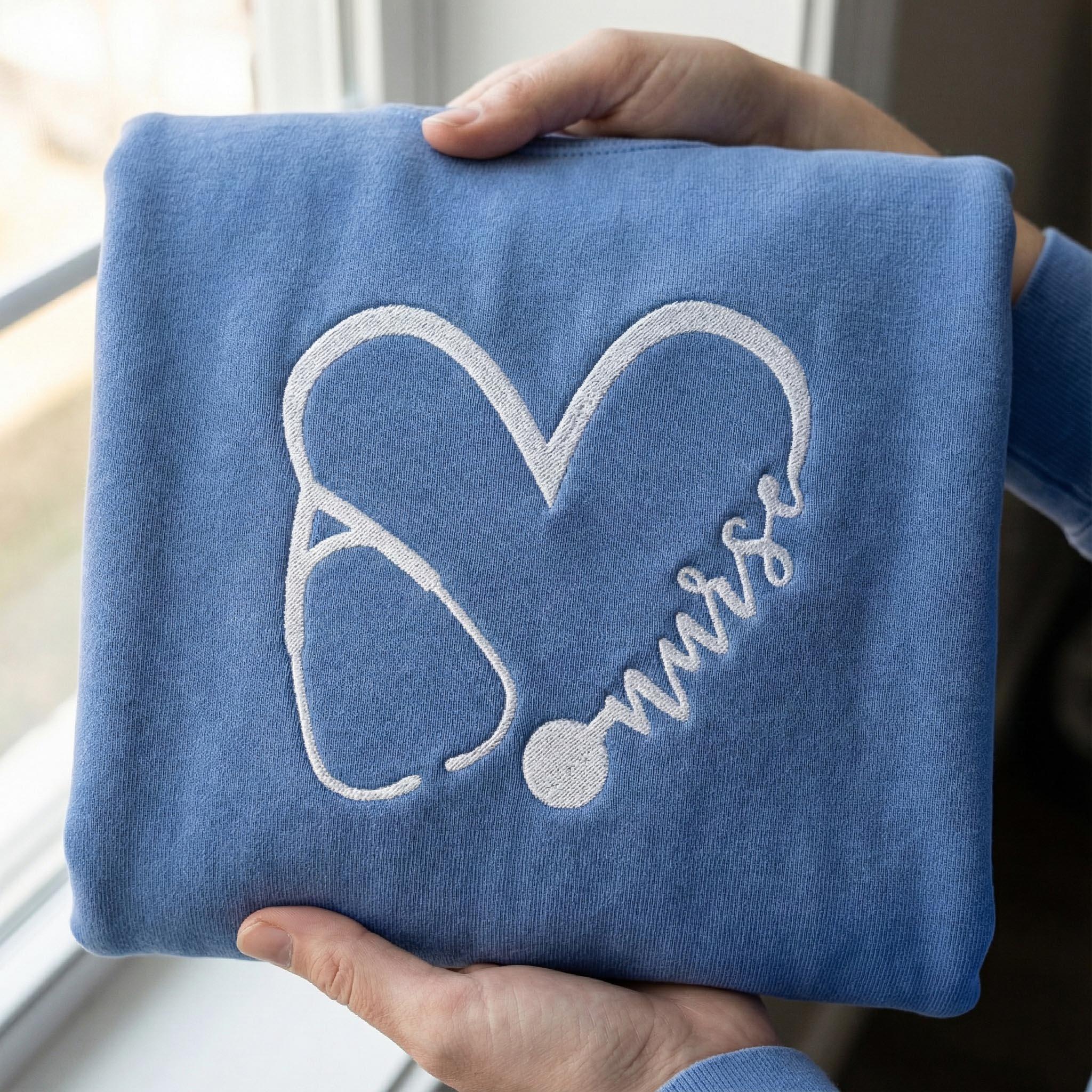 Nurse Embroidery Design | Heart Stethoscope With Nurse Name Script ...