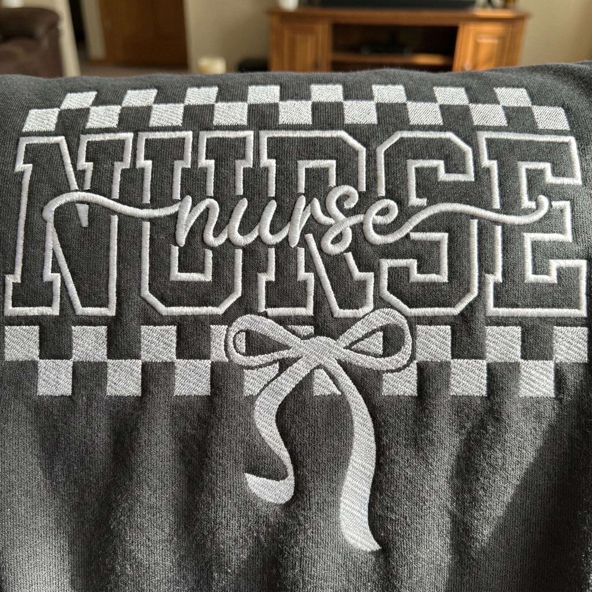 Nurse Embroidery Design | Nurse Bow Machine Embroidery File | Varsity ...