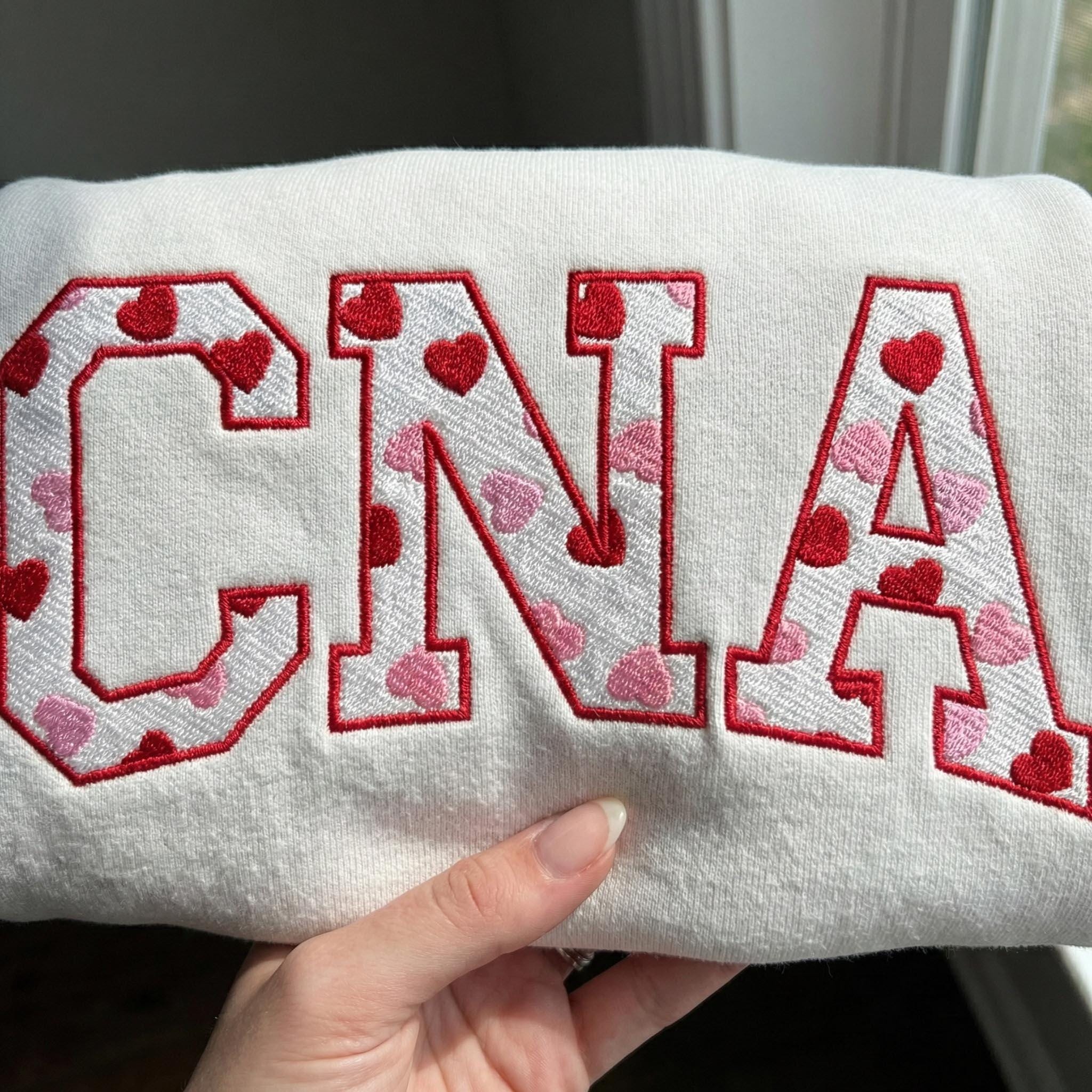 CNA Valentine Embroidery Design | Heart Letter CNA Nurse Love | Medical ...