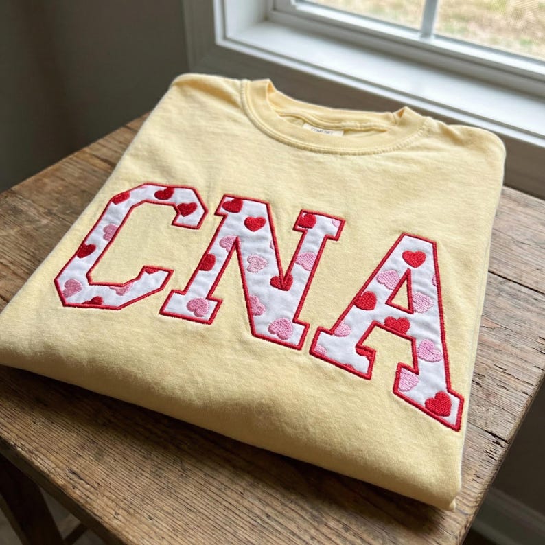 CNA Valentine Embroidery Design | Heart Letter CNA Nurse Love | Medical ...