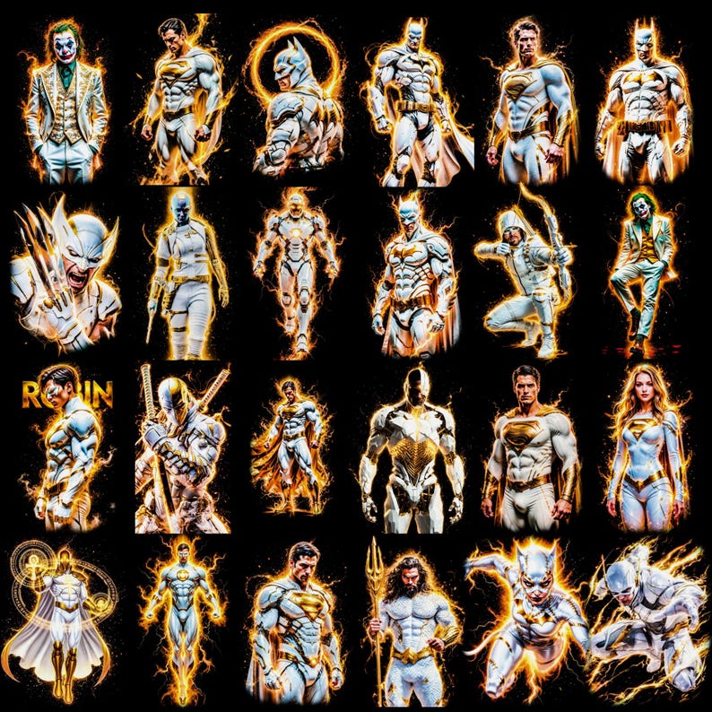 Superheroes Gold Legion, +180 Halftone, PNG Sin Fondo, DTF DTG ...