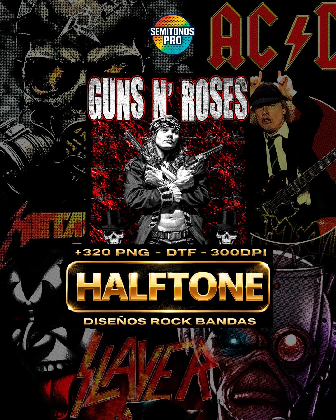 Rock Bands Pack +320 DTF DTF PNG Halftone - Semitones Pro - Etsy