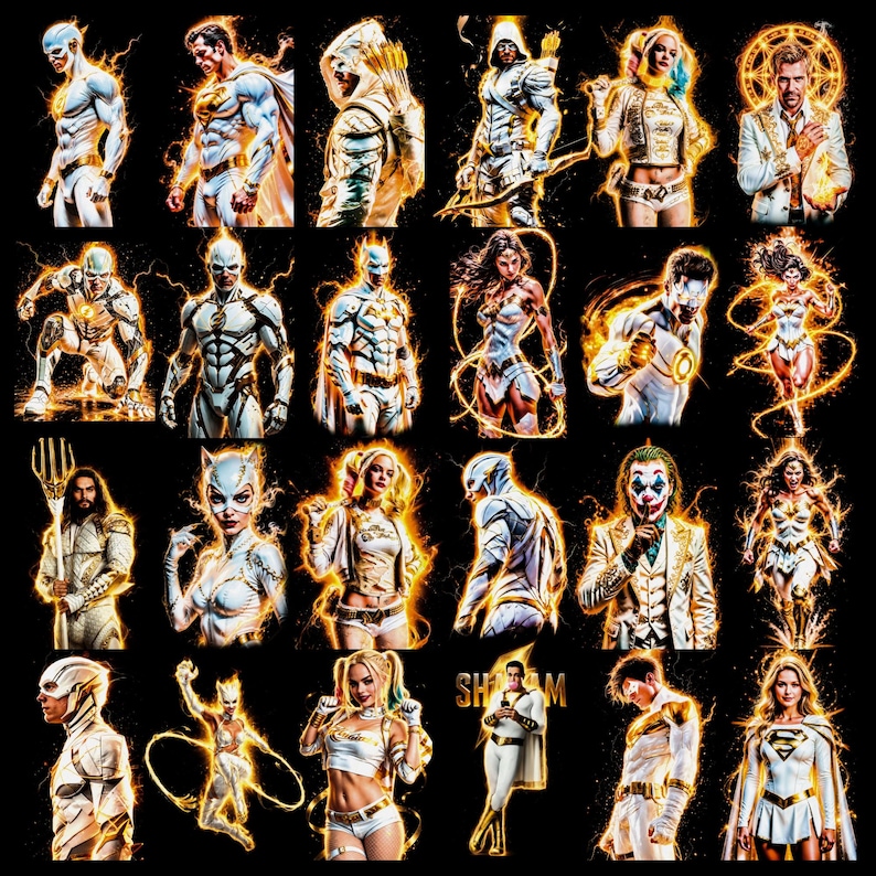 Superheroes Gold Legion, +180 Halftone, PNG Sin Fondo, DTF DTG ...