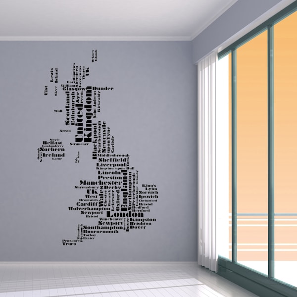 Uk Map Vinyl Sticker - Etsy