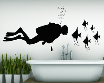 Scuba Diving Wall Decal Scuba Diving Wall Art Diver Wall - Etsy