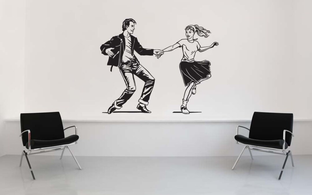Dance Wall Decal, 1950's Couple Dancing, Grease Decoration, Poodle ...