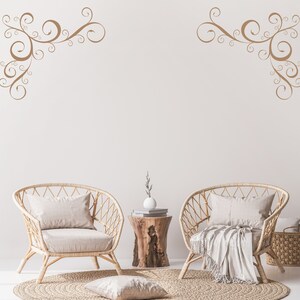 Swirl Wall Decal Set, Scroll Accent for Corners, Baroque Gothic Decals ...