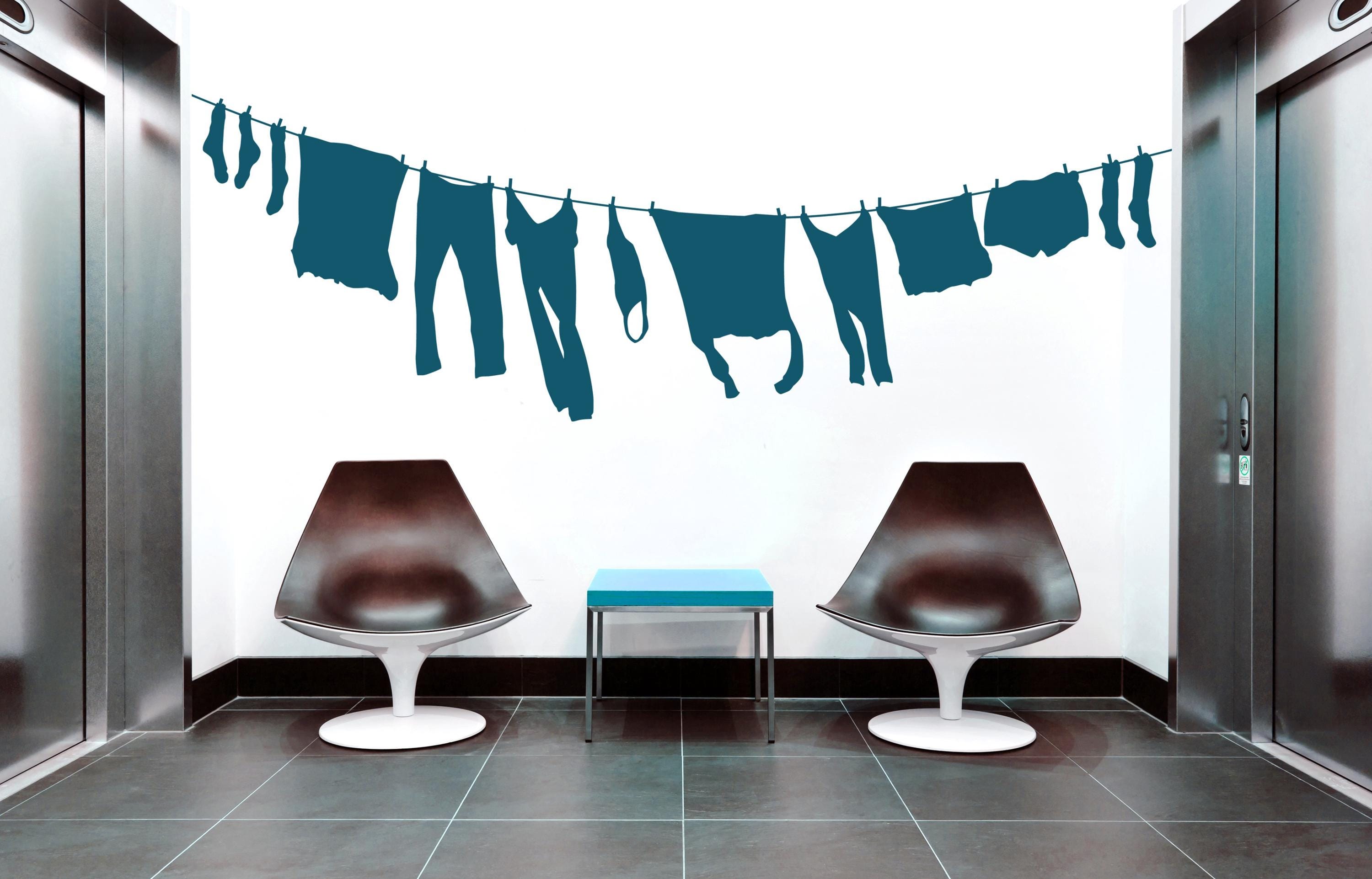 Laundry Room Wall Decal, Clothesline Design, Farmhouse Art, Hanging ...