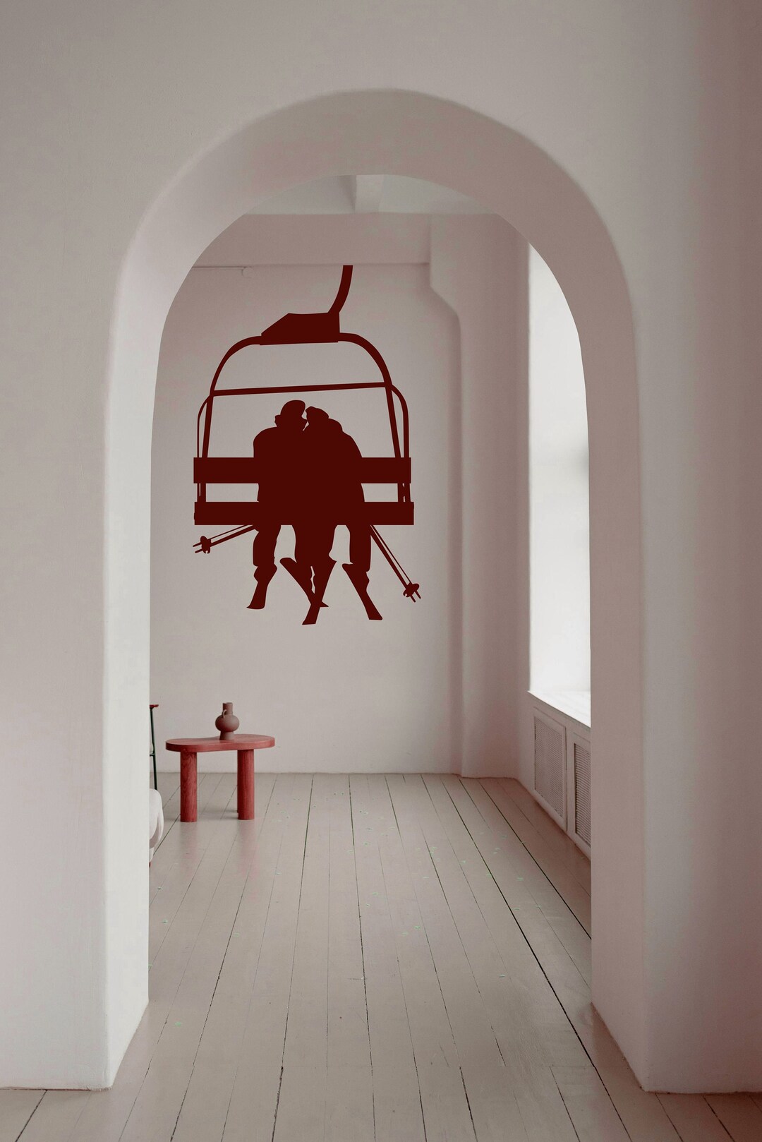 Ski Lift Wall Art, Ski Decor, Couples Gifts, Ski Lift Chair Decal, Ski ...