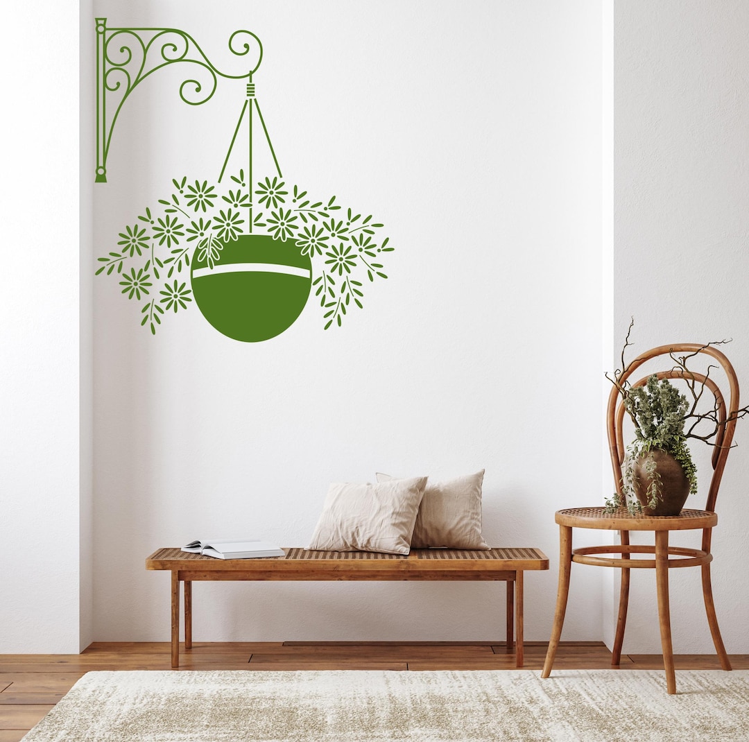 Hanging Plant Wall Decor, Ivy Vines Decal, Trailing Plant Wall Art ...