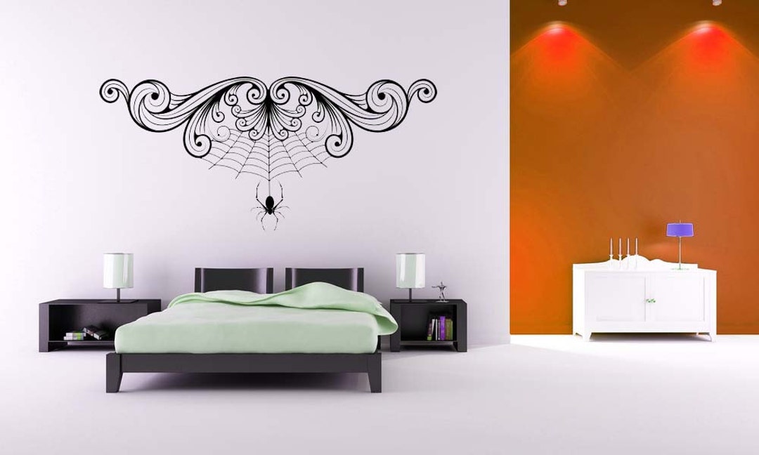 Spiderweb Wall Decal, Spider Web Decor, Swirl Design, Halloween ...
