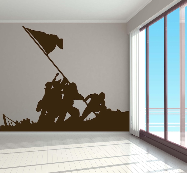 Iwo Jima Wall Decal, Military Flag Sticker, Soldier Vinyl Art ...