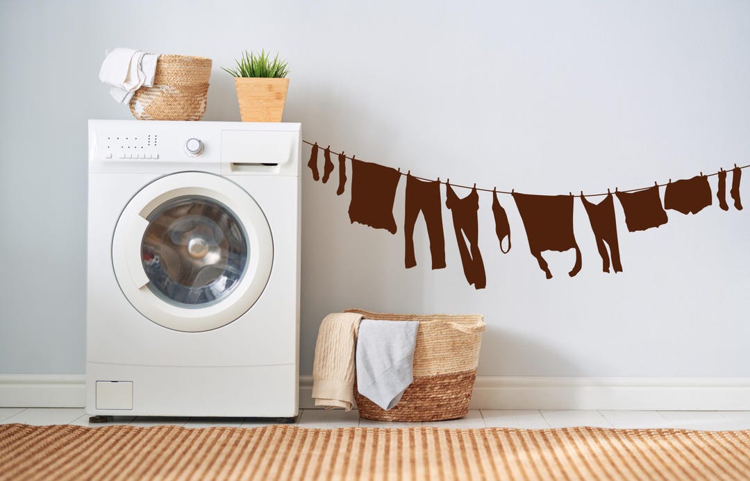 Laundry Room Wall Decal, Clothesline Vinyl Sticker, Farmhouse Laundry ...