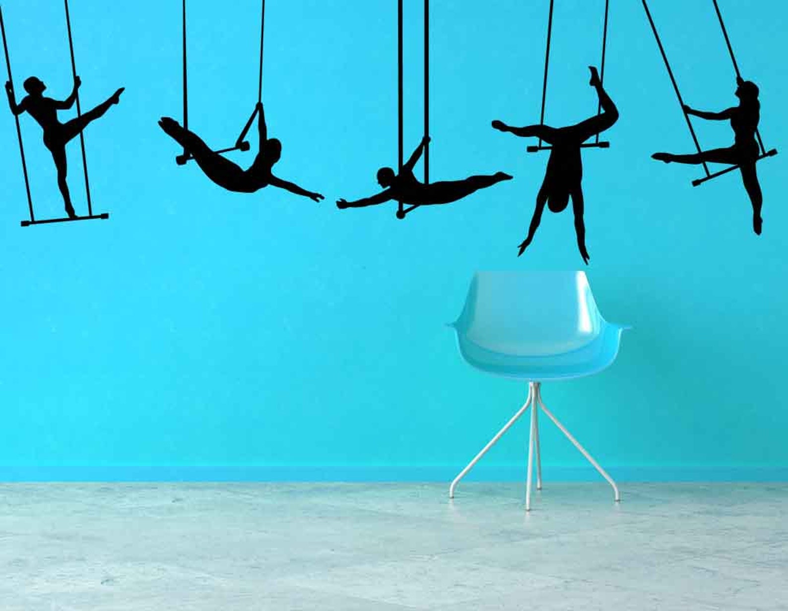 Trapeze Wall Decal, Aerial Silks Artwork, Aerialist Silhouette Design ...