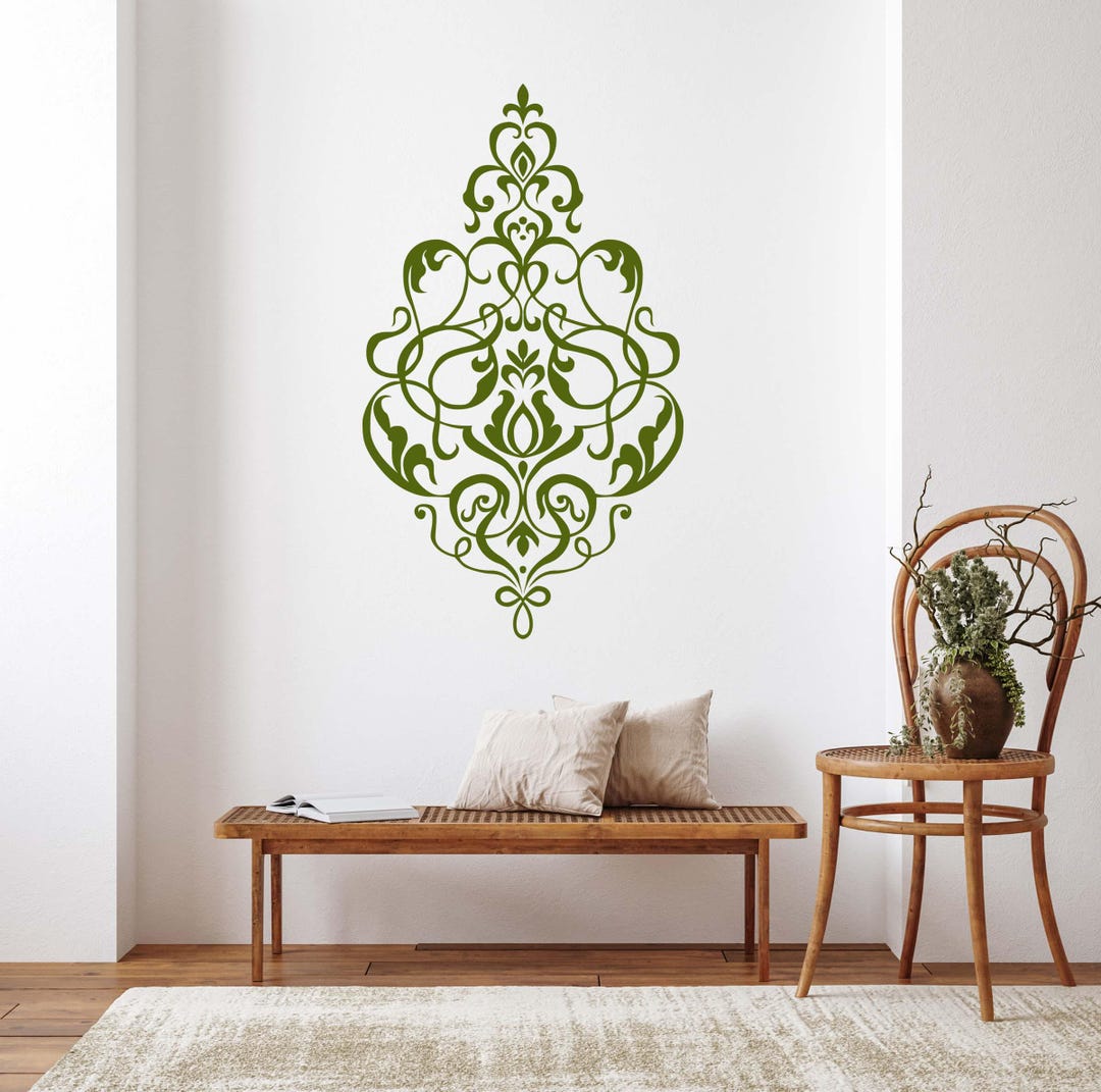 Rococo Decor, Damask Wall Decal, Fancy Wall Decorations, European ...