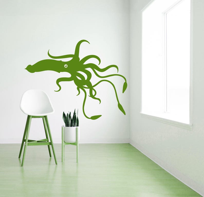 Squid Wall Art, Squid Decal, Aquarium Decoration, Party Design, Ocean ...