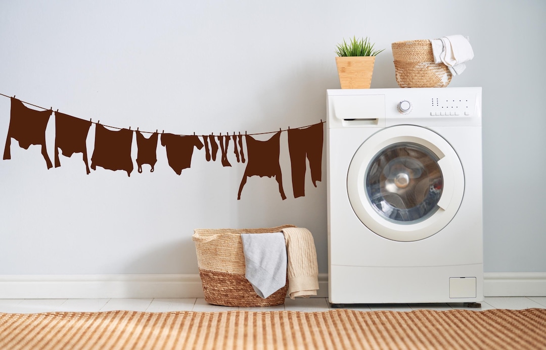 Clothesline Sticker, Laundry Line Decal, Clothes Line Wall Art ...