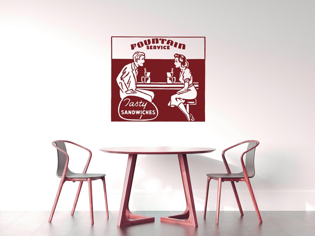 Retro Diner Art, 1950's Soda Shop Decal, Vintage Cafe Stickers, Grease ...
