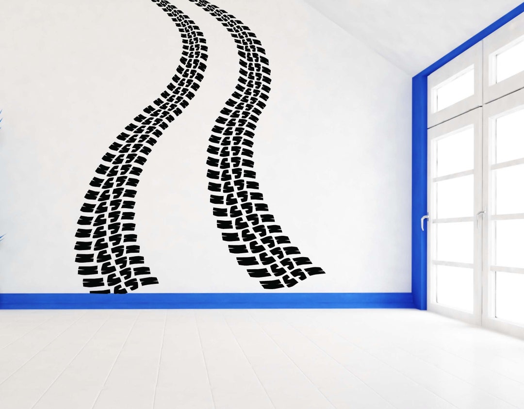 Tire Tracks Wall Decal, Tire Tread Decoration, Curved Tred Wall Decal ...