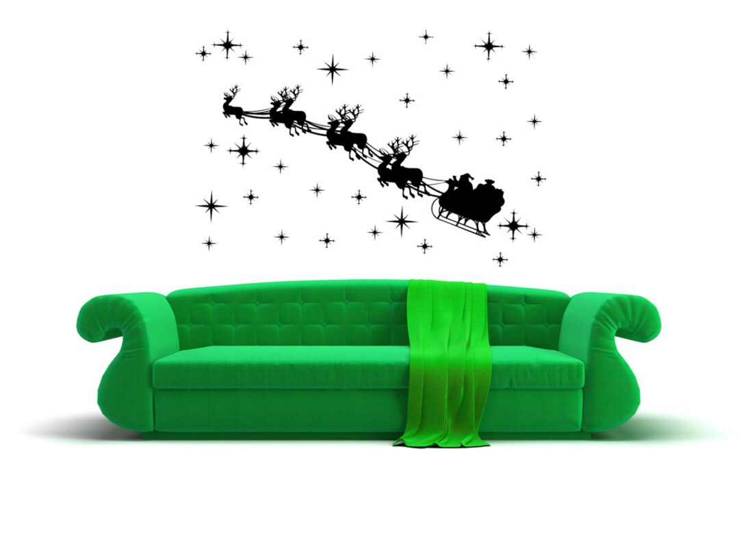 Santa Claus Decor, Sleigh Ride, Reindeer Artwork, Night Before ...