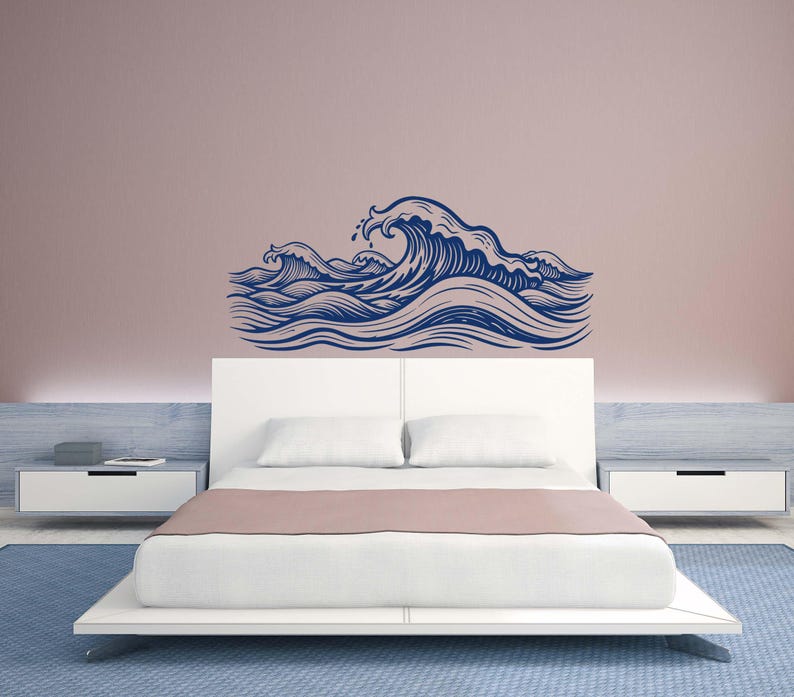 Ocean Waves Wall Art, Waves Wall Decal, Ocean Waves Wall Decor, Beachy ...