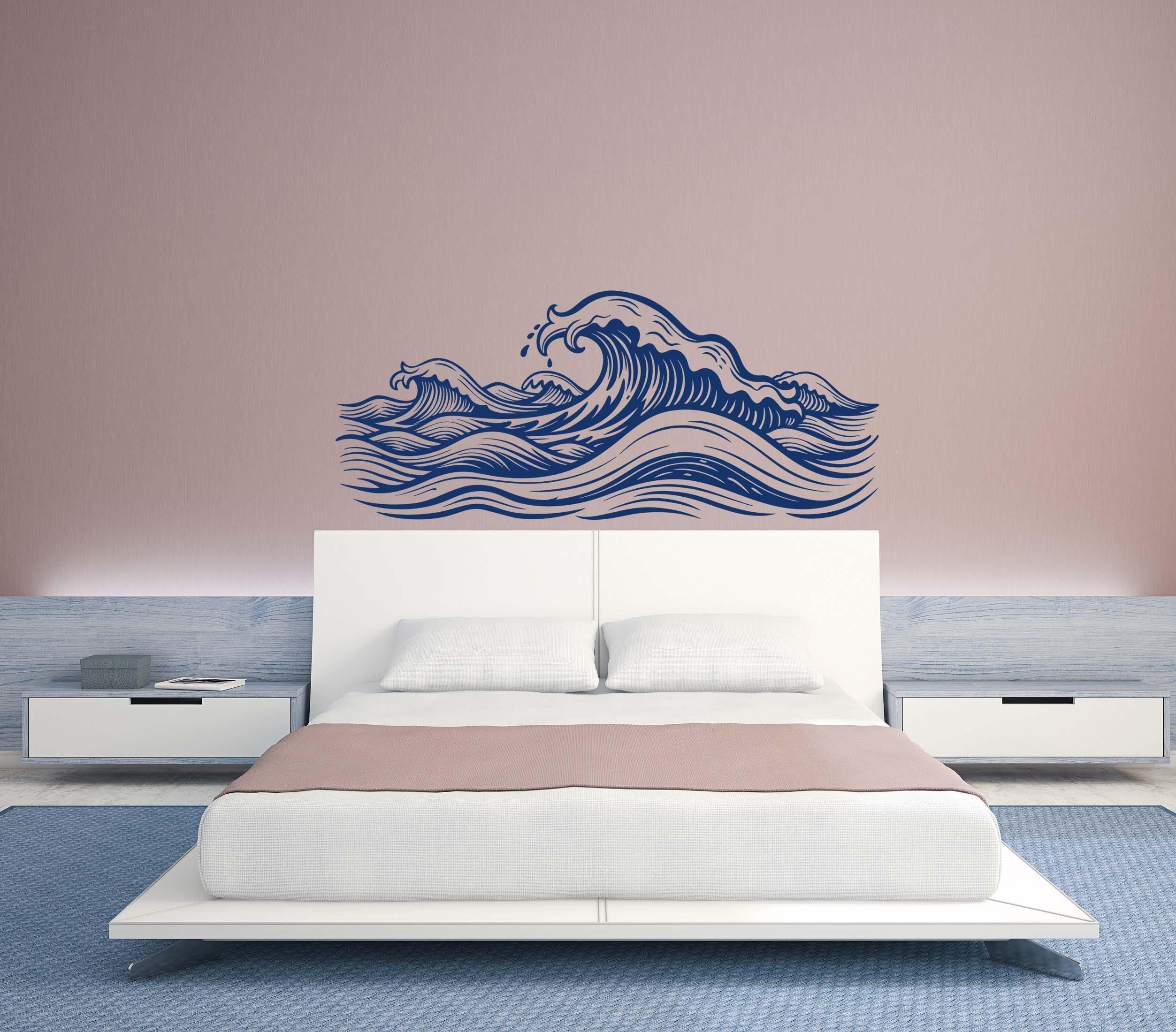 Ocean Waves Wall Art, Waves Wall Decal, Ocean Waves Wall Decor, Beachy ...