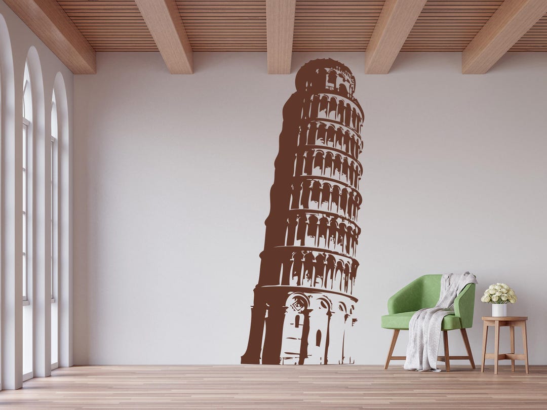Leaning Tower of Pisa Wall Decal, Italy Wall Art, European Landmark Sticker, Travel Wall Decor ...