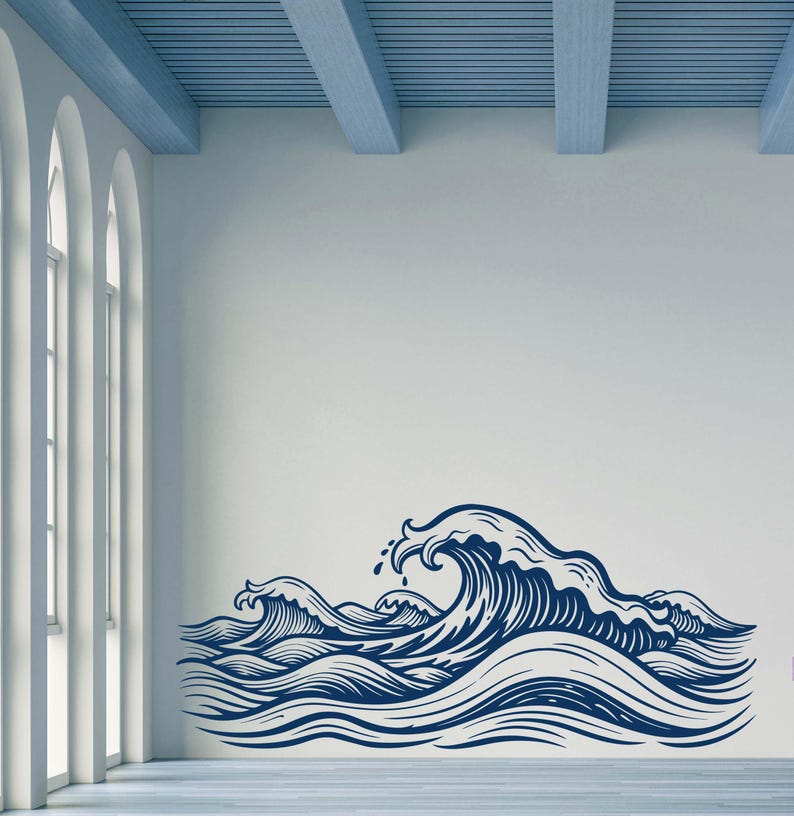 Ocean Waves Wall Art, Waves Wall Decal, Ocean Waves Wall Decor, Beachy ...