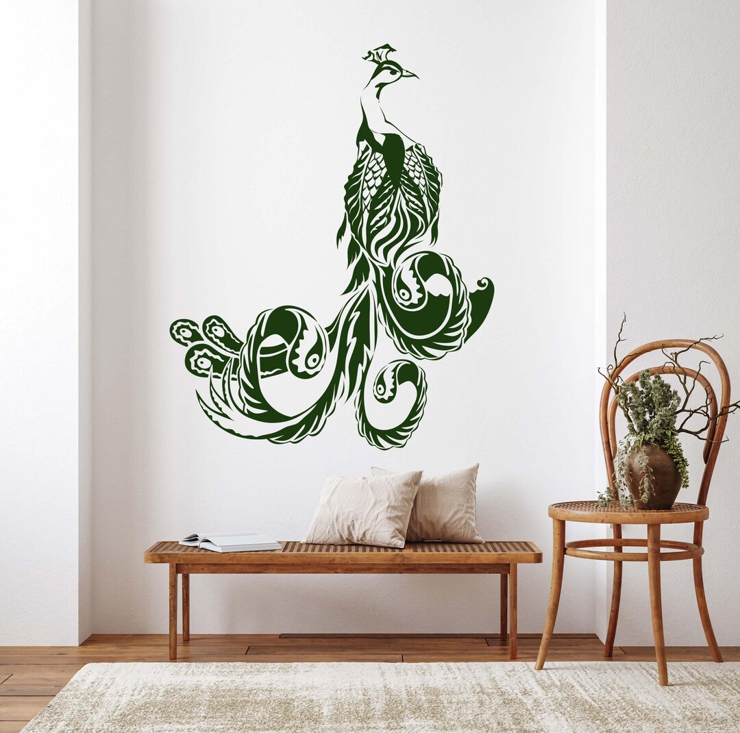 Peacock Wall Art, Ornamental Bird Design, Peacock Feathers Art, Peacock ...