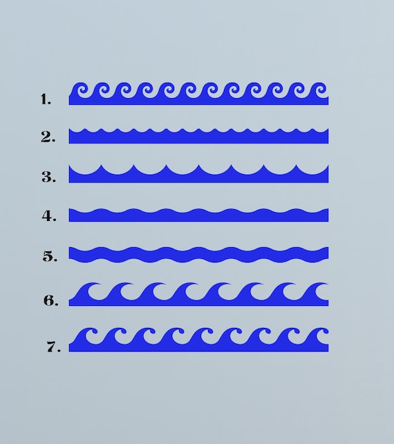 Ocean Waves Nautical Border Sea Repeating Pattern Navy - Etsy