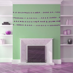 Birds on a Wire Wall Decal, Bird Decor, Perched Birds, Birds on ...