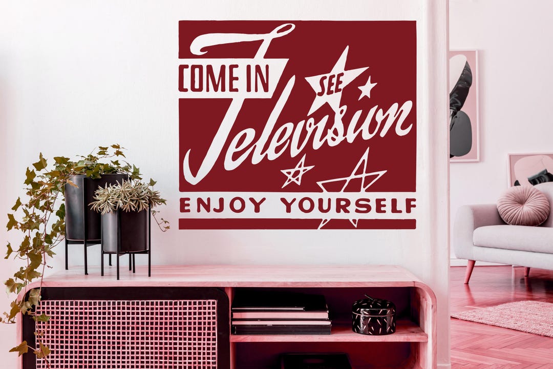 Vintage Television Sign, Retro Theater Room Wall Art, 1950's Themed ...