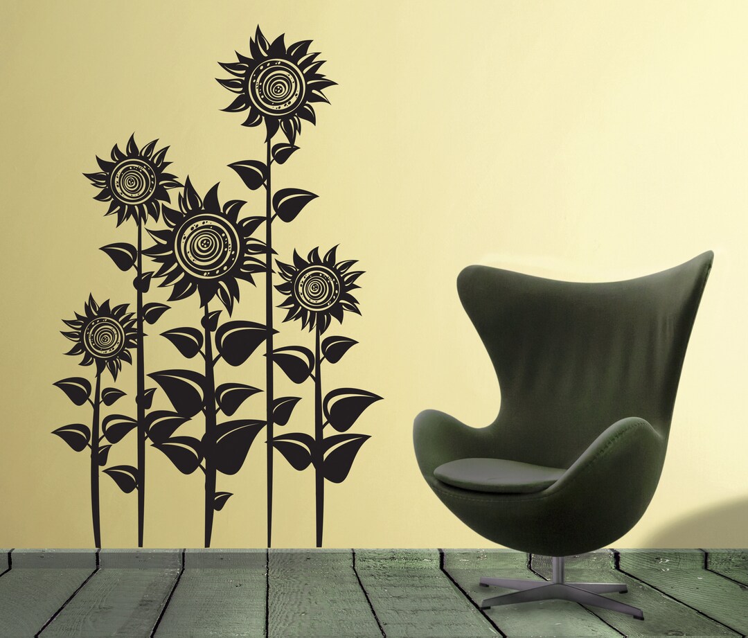 Sunflower Decal, Boho Sunflowers Wall Art, Sunflower Sticker ...
