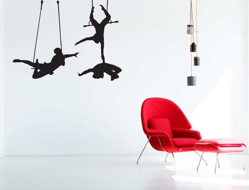 Trapeze Wall Decal, Circus Art, Acrobat Decor, Aerialist Silhouette ...