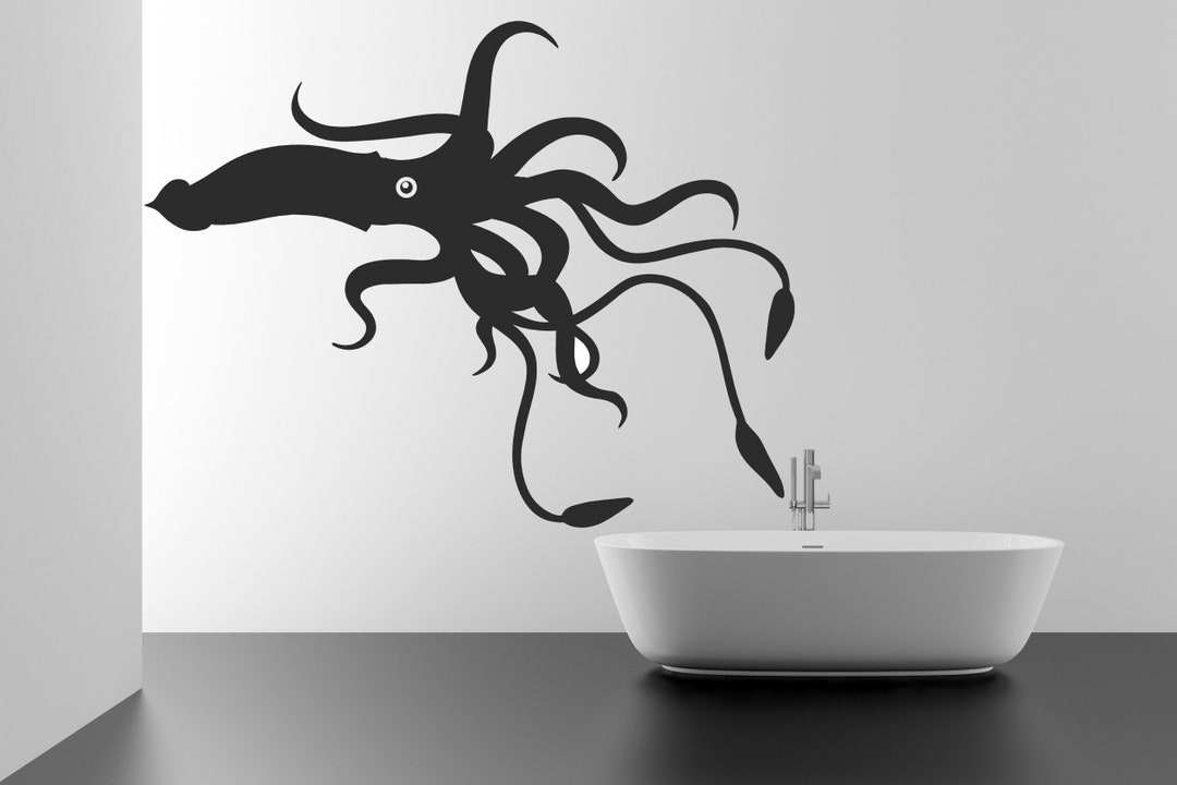 Squid Wall Art, Squid Decal, Aquarium Decoration, Party Design, Ocean ...